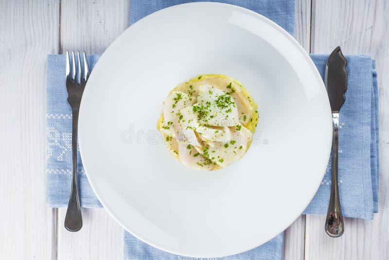 Oven Baked Cod Fish with Potatoes Stock Image - Image of corkscrew ...