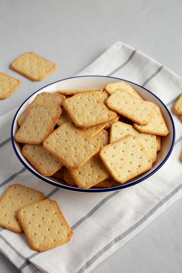 Oven Baked Crackers on a Plate, Side View Stock Image - Image of golden ...