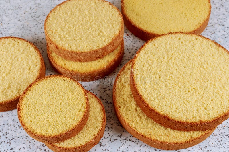 Oven Baked and Sliced Sponge Cake Stock Photo - Image of baked, soft ...