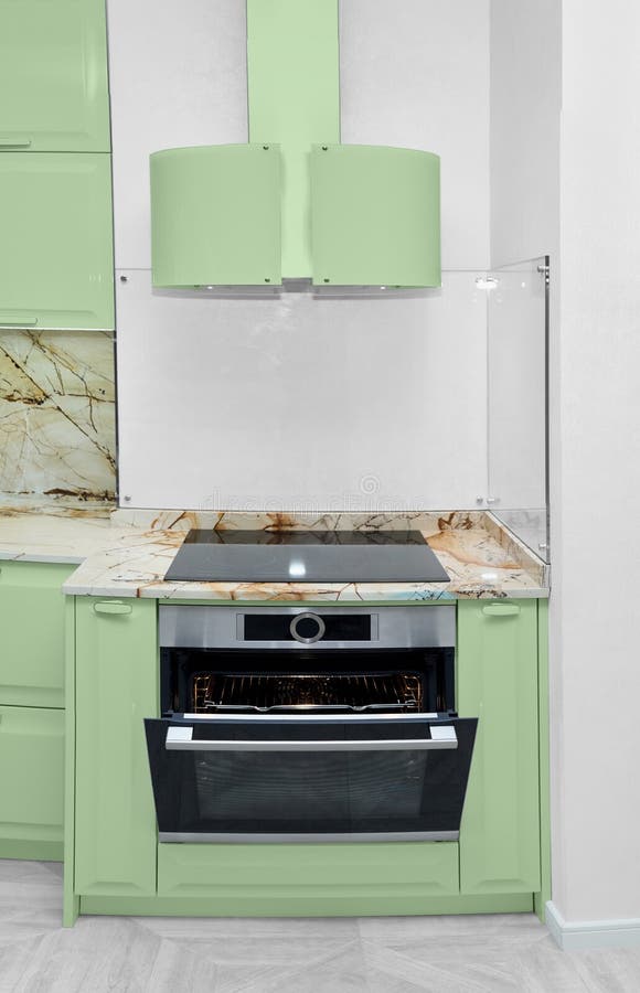 Oven with Extractor Fan in the Kitchen. Minimalism Stock Image - Image ...