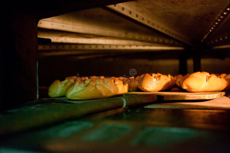 Oven Inside Plenty of Bread Stock Image - Image of working, taking ...