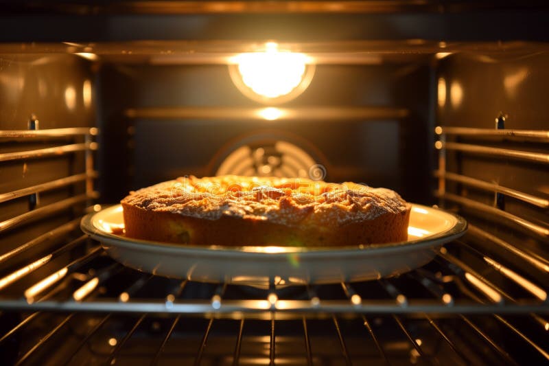 Oven Light on, Illuminating a Goldenbrown Cake Inside Stock Photo ...