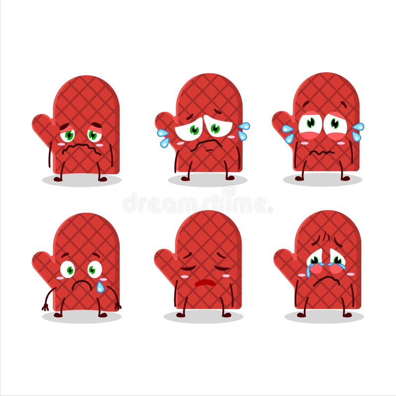 Oven Mitt Cartoon Character with Sad Expression Stock Vector ...