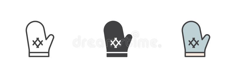 Oven Mitt Different Style Icon Set Stock Vector - Illustration of ...
