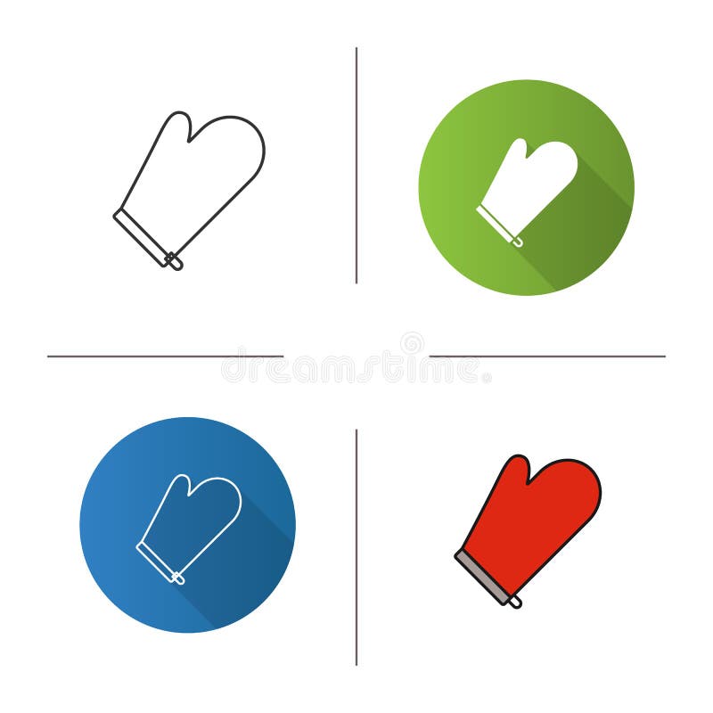 Oven Mitt and Potholder Hanging on Rack. Vector Illustration ...