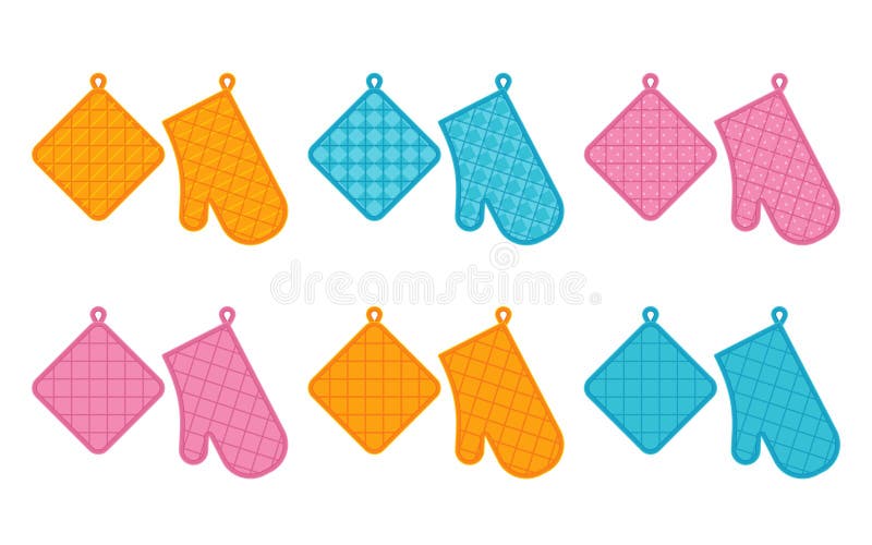 Oven Mitt and Potholder. Vector Illustration. Kitchenware Symbols Stock ...