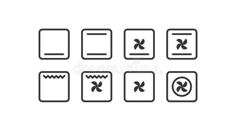 Oven Mode Settings Icon Set. Oven Cooking Options Illustration Symbol ...