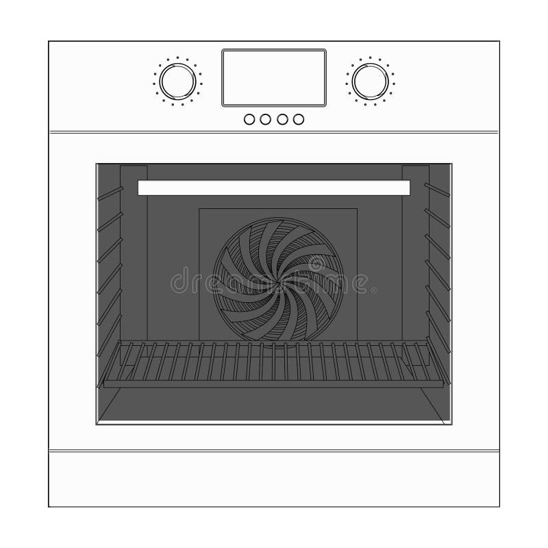 Oven. Outline Technical Drawing Stock Vector - Illustration of grill ...
