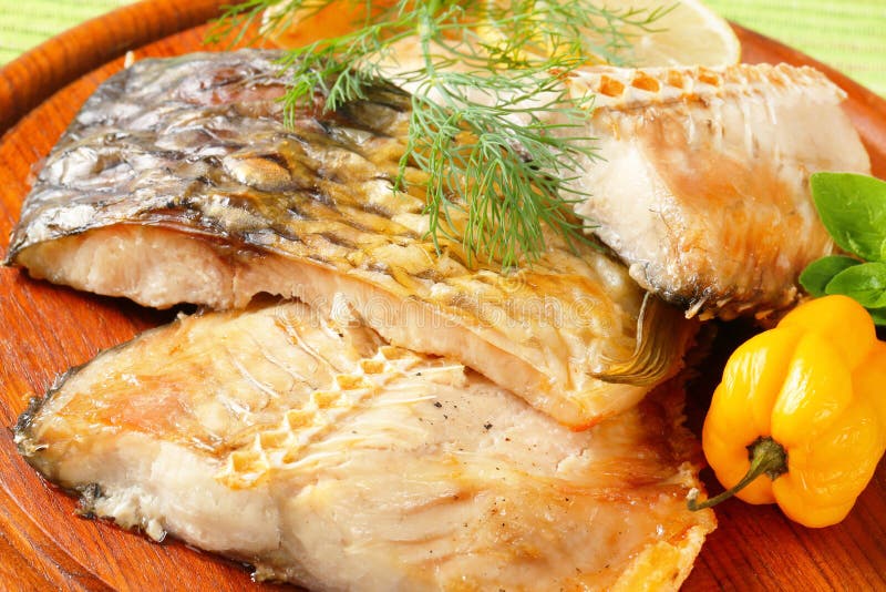 Oven roasted carp fillets stock photo. Image of pieces - 56728926