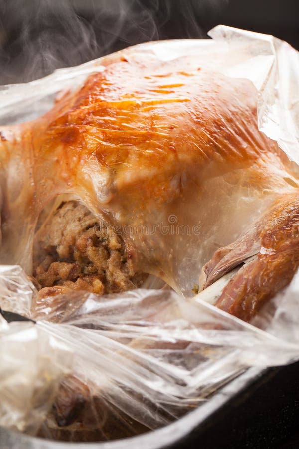 Oven Roasted Turkey in bag stock image. Image of chicken - 79186427