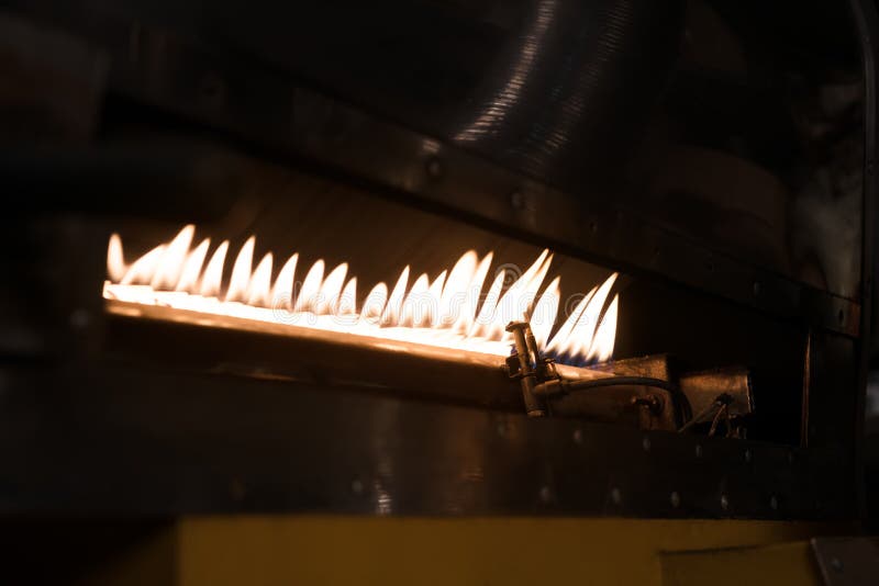 Oven of Roaster with Burning Fire Stock Photo - Image of coffee ...