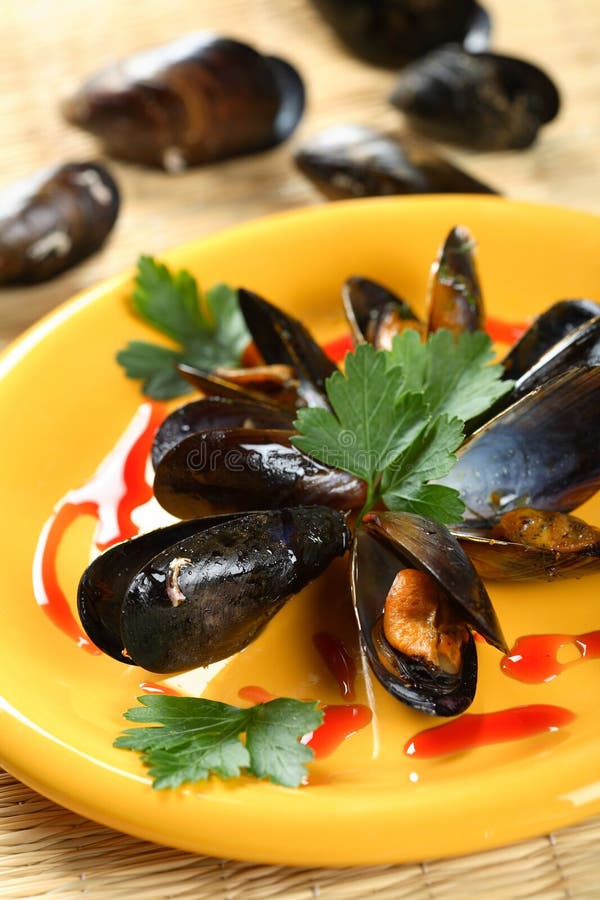 Oven seafood in shells stock photo. Image of fishes, europe - 2080784