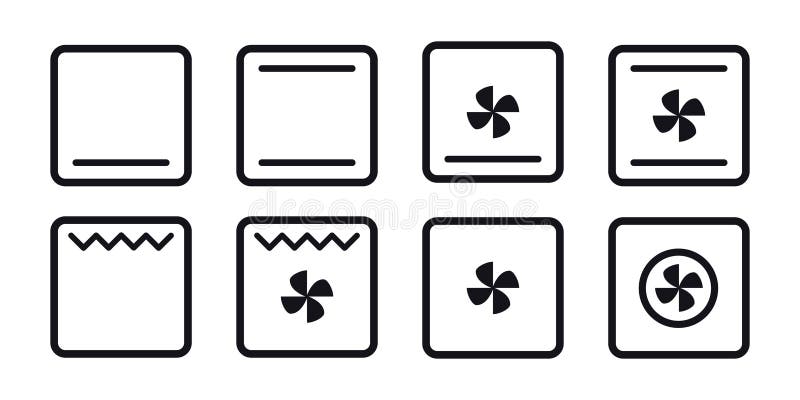 Oven Symbols Mode Settings Vector Icons Stock Vector - Illustration of ...