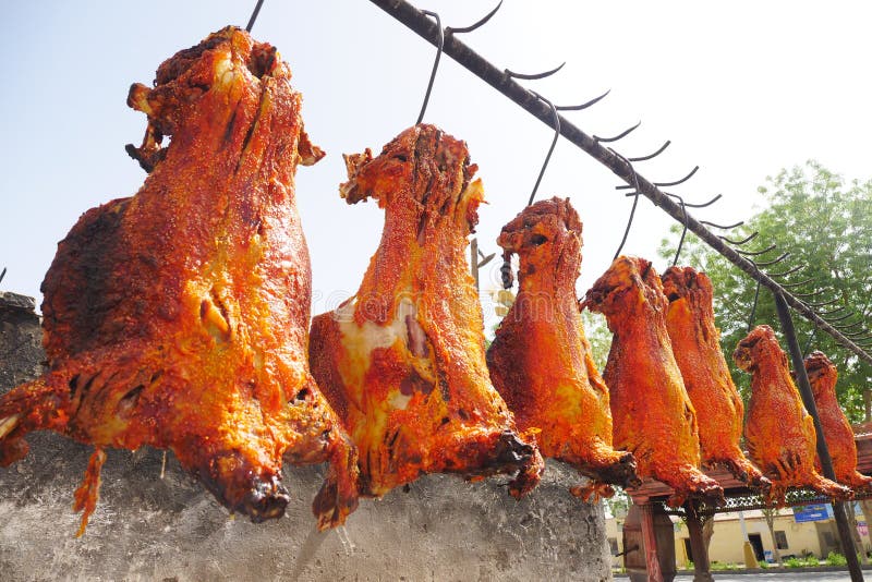 Oven Whole Sheep, Golden Barbecue Delicious Stock Photo - Image of fire ...
