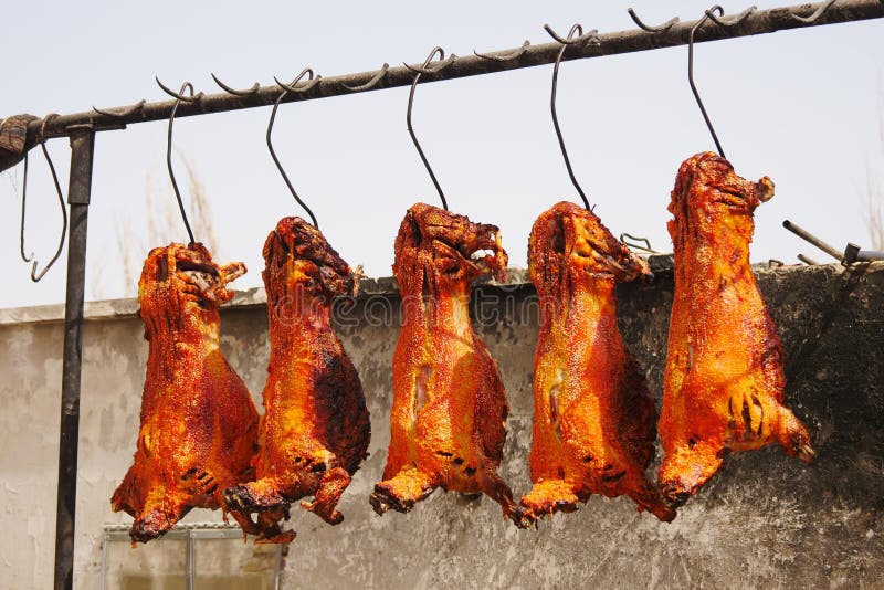 Oven Whole Sheep, Golden Barbecue Delicious Stock Image - Image of ...