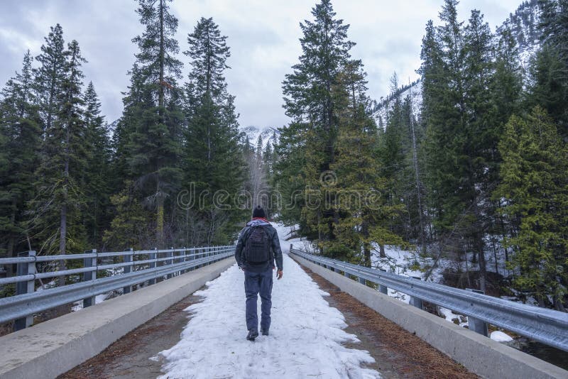 Over the Bridge into the Mountains Stock Photo - Image of morning ...