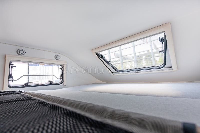 Over Cab Bed stock image. Image of shelf, curtains, skylight - 198454471