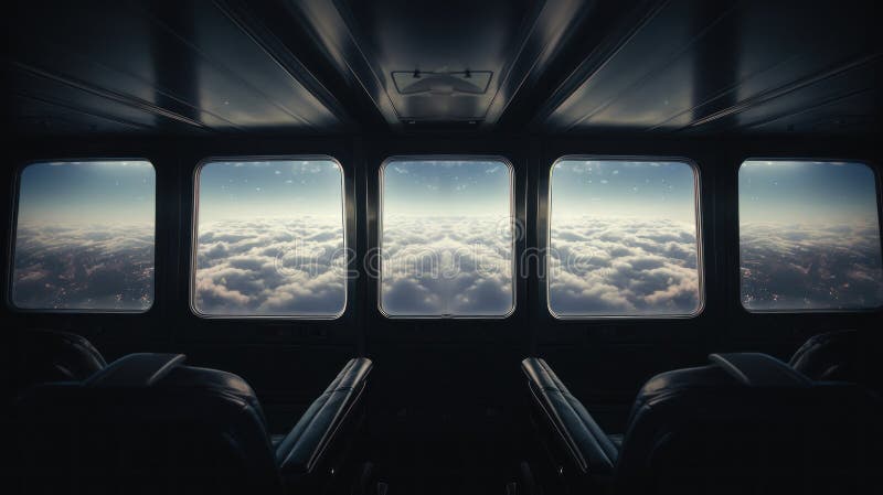 Over the Clouds Flight Window View Night Stock Illustration ...