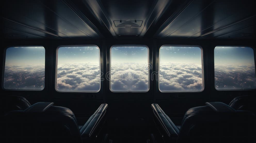 Over the Clouds Flight Window View Night Stock Illustration ...