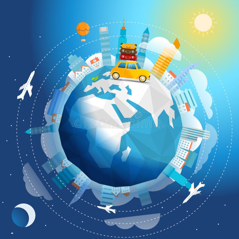 Over De Wereldreis Door Auto Vector Illustratie - Illustration of ...