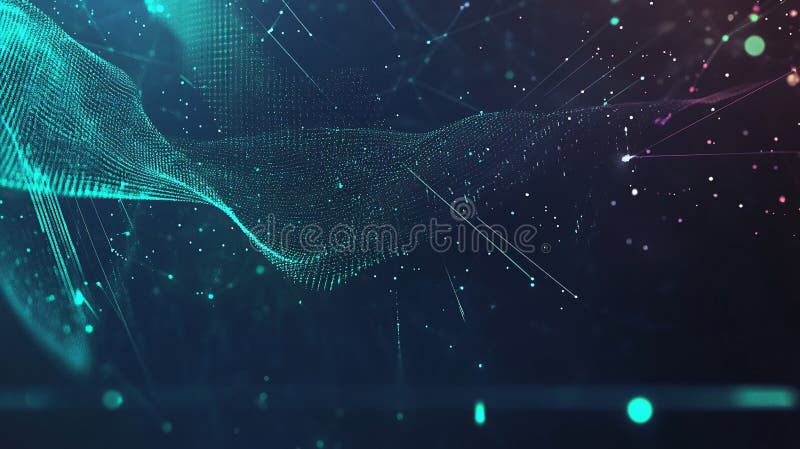 Over a Futuristic Grid, Layers of Translucent Green Waves Create a ...