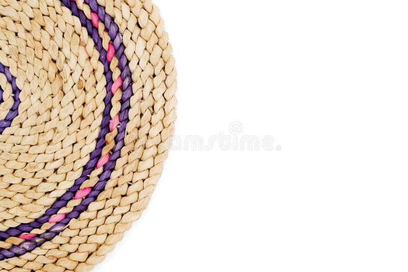Over Head View of a Strow Trivet Isolated on White Background. Flat Lay ...