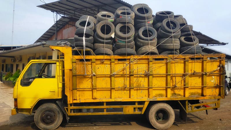 Over Load Over Dimension Yellow Truck Carry Tire Stock Image - Image of ...