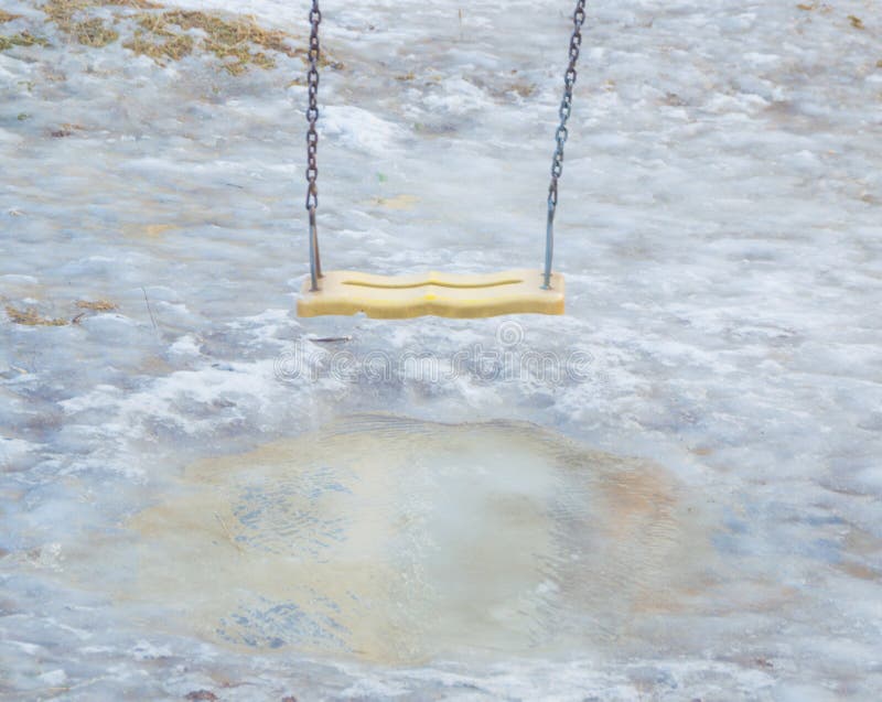 Over Melted Ice the Swing of the Puddle Stock Image - Image of funny ...