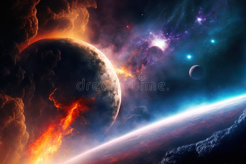 Over the Nebulae in Space, Planets. this Images Components Were ...