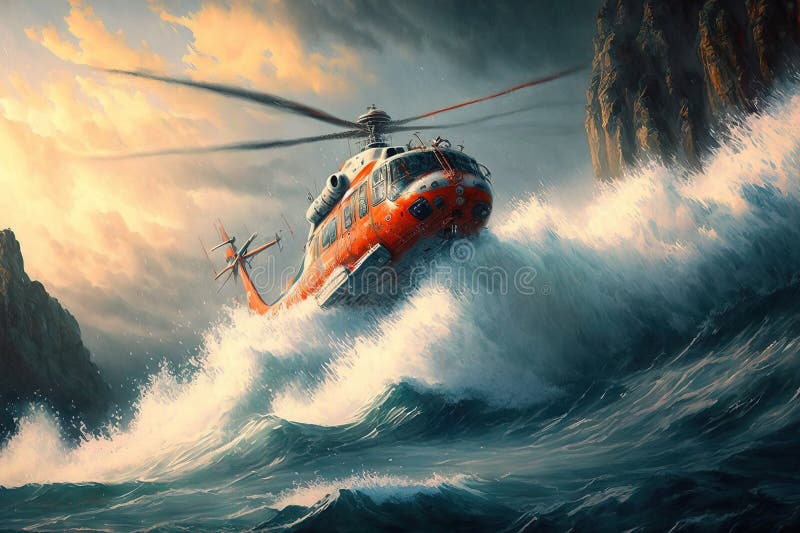 Over the Ocean, Firefighter Helicopters Collect Water Stock ...