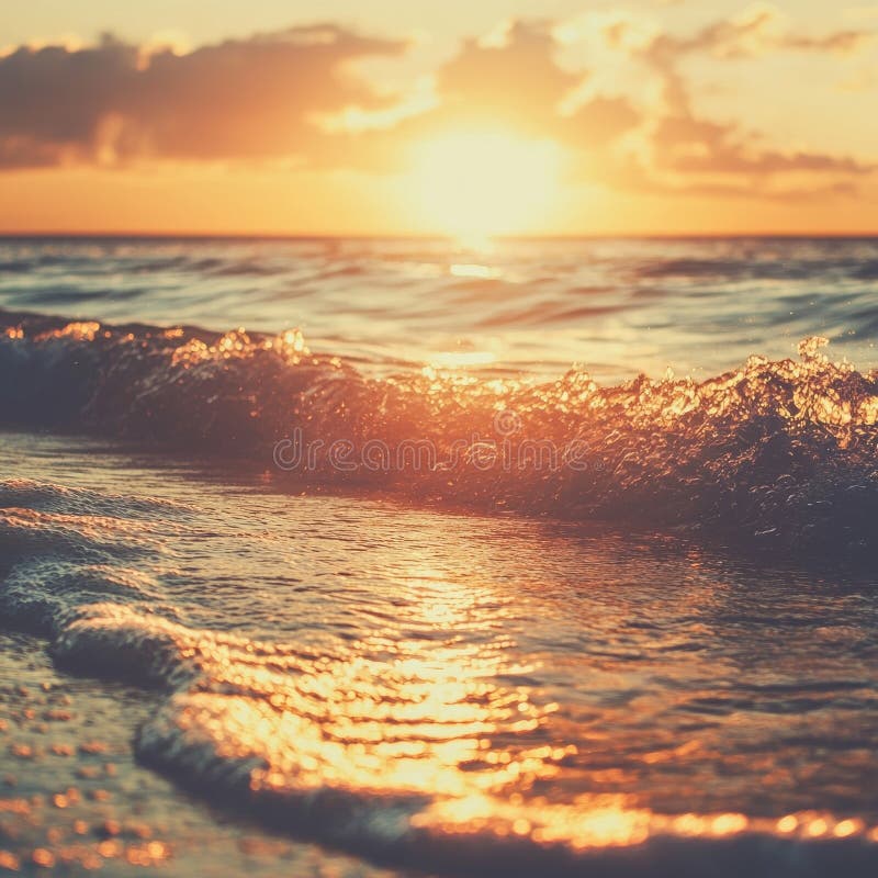 Over the Ocean, the Sun Sets, Casting a Warm Glow Stock Photo - Image ...