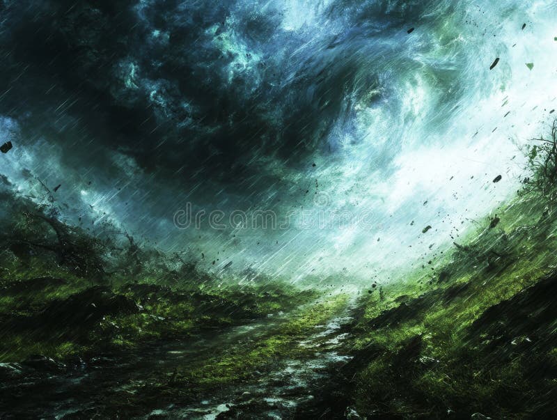 Over Open Fields, a Dynamic Tornado Swirling in Motion is a Captivating ...