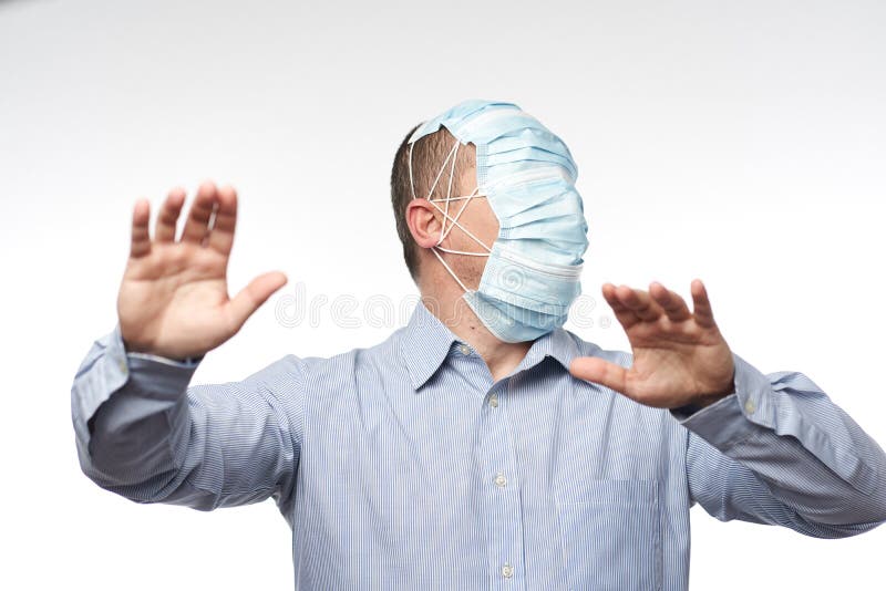 Over protected blinded man stock photo. Image of masks - 178307584