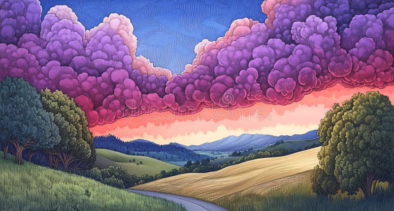 Over the Rolling Hills, a Vivid Sunset Paints the Sky with Striking ...