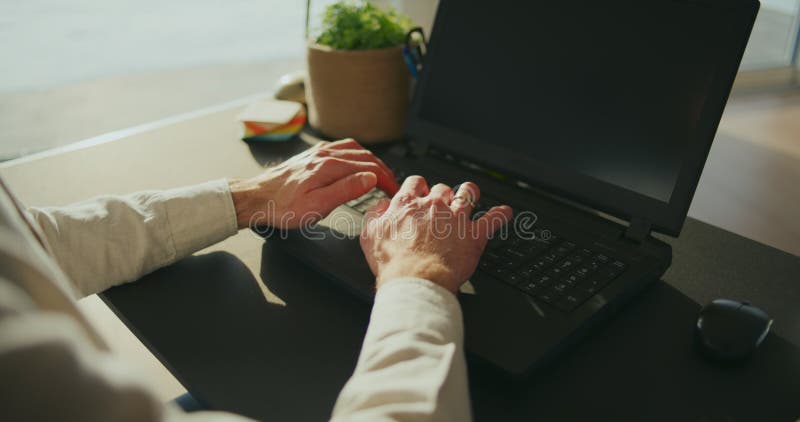 Businessman Typing on Laptop Keyboard at Office Stock Video - Video of ...