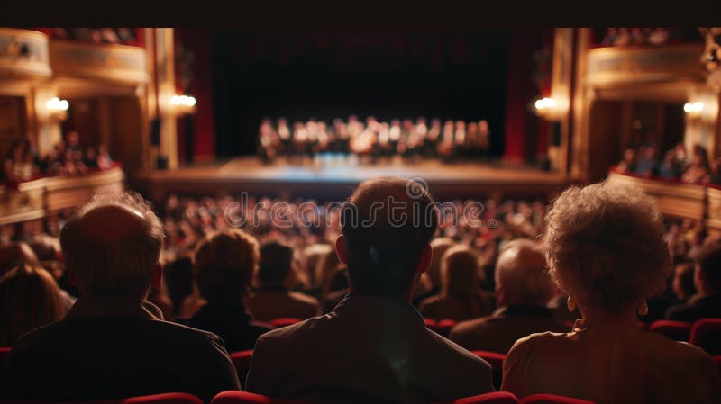 Over-the-shoulder View of a Theater Audience Watching a Stage ...