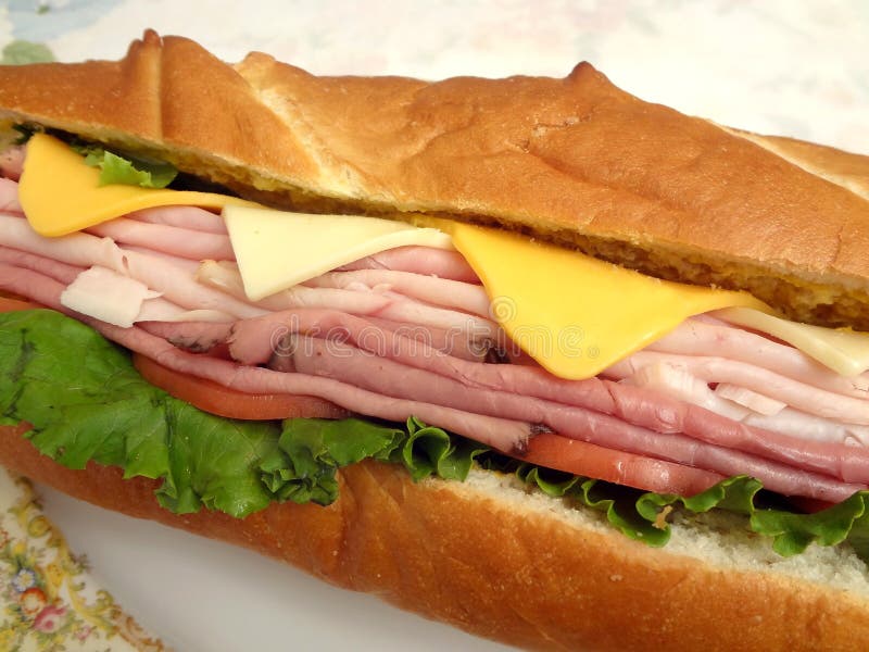 Over Stuffed Sub Sandwich stock image. Image of browned - 20797759