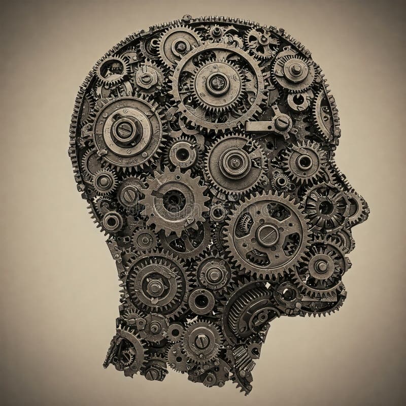 Rusted Gears Inside Head Silhouette Stock Illustration - Illustration ...