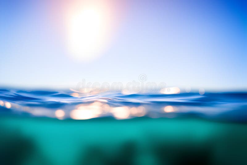 Over Under Sea Water Surface and Blue Sky Abstract Generative AI ...