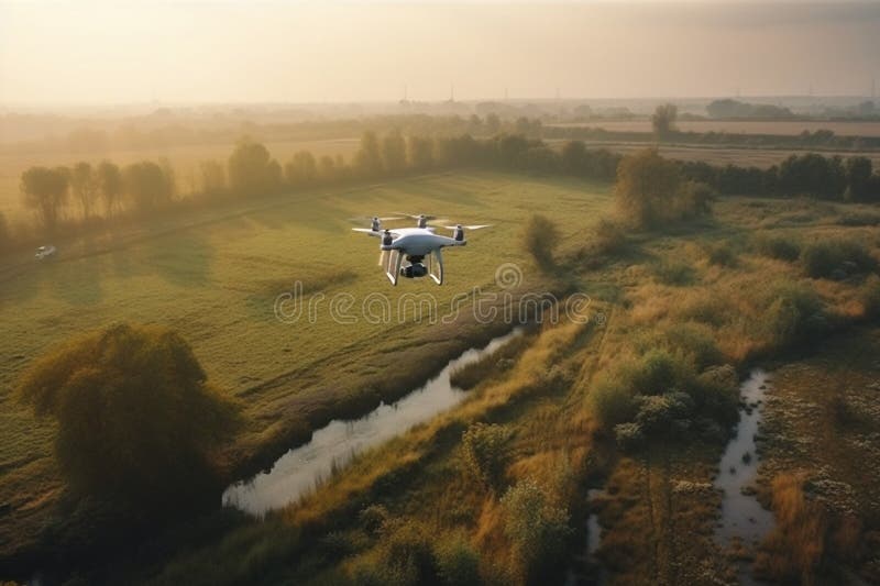 Over View at Drone Flying Over the Landscape, Created with Generative ...