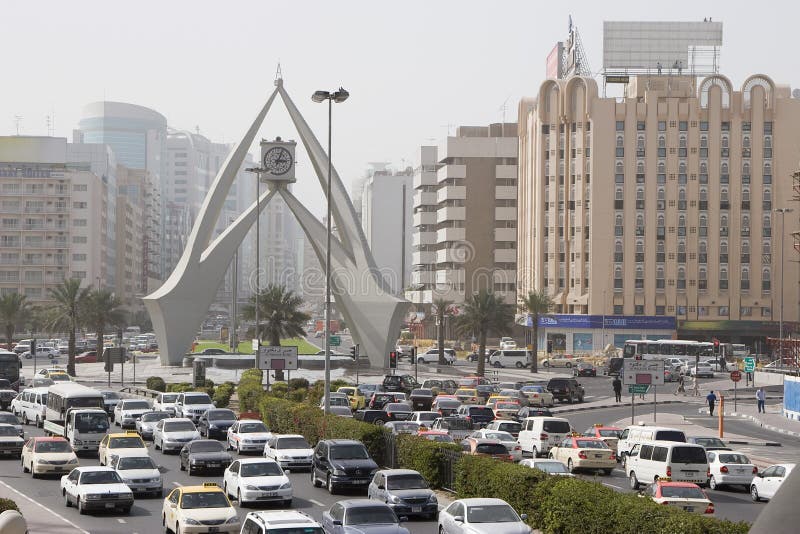 Tower Clock Roundabout in Dubai Stock Photo - Image of united, arabia ...