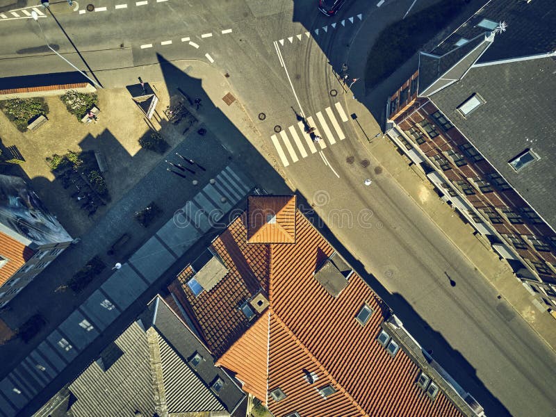 Over View Shot of a Street in Denmark Stock Image - Image of ...