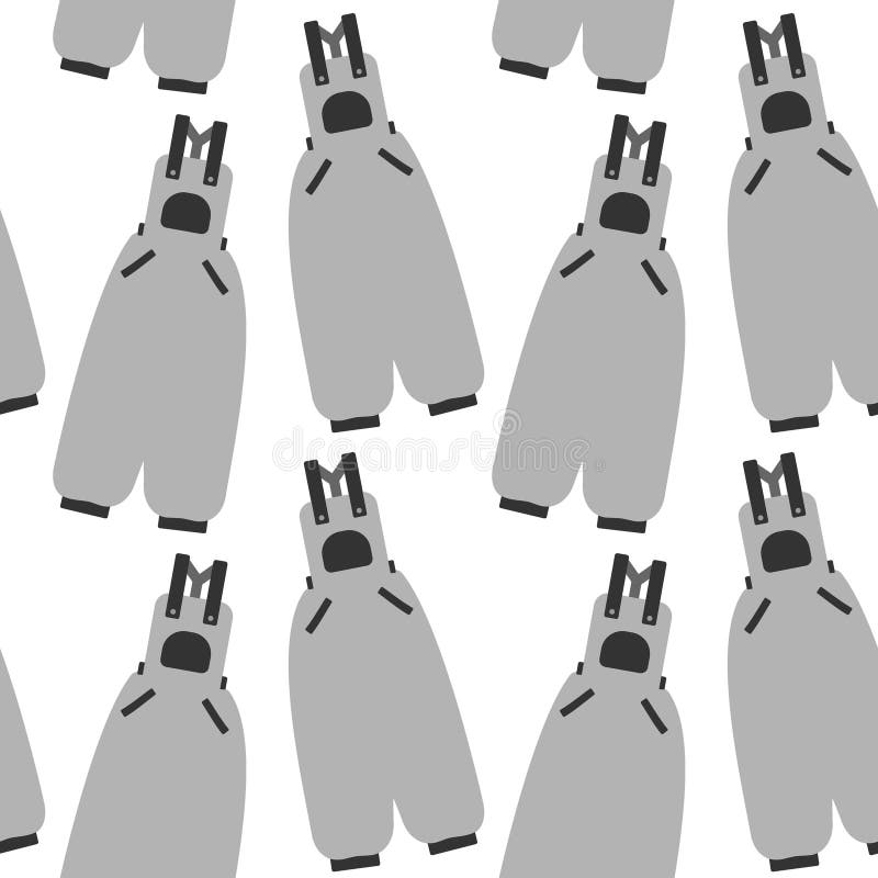 Overall on Cuff with Pockets and Straps Button Seamless Pattern ...