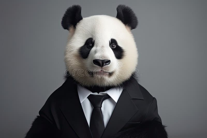 Panda Posing in Business Suit Generative AI Stock Illustration ...