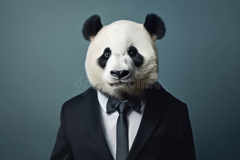 Panda Posing in Business Suit Generative AI Stock Illustration ...