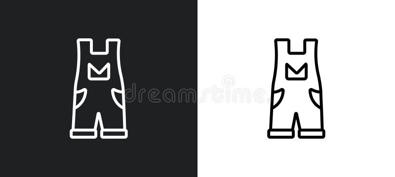Overall Outline Icon in White and Black Colors. Overall Flat Vector ...