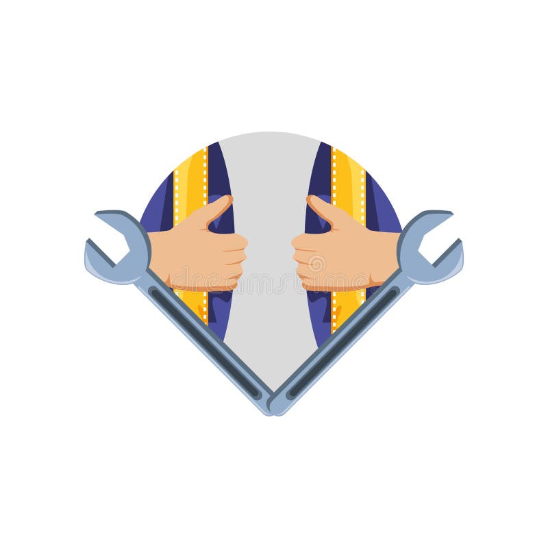 Overall Uniform Construction in Frame Circular with Wrenches Stock ...