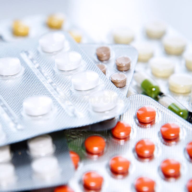 Overall View of Pharmaceutical Tablets and Capsules in Packages in ...