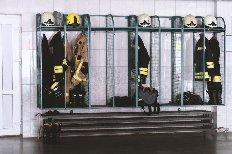 Overalls of a Fireman in a Fire Department Stock Image - Image of ...