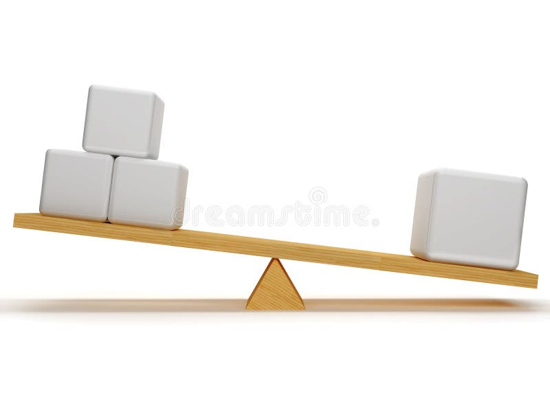 Overbalance between One Big Cube and Three Small Stock Illustration ...